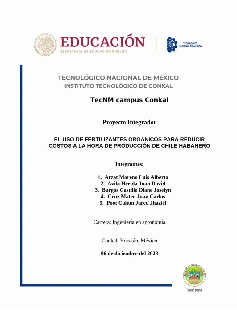 Proyecto Integrador. 5to Semestre | PDF | Fertilizante | Compost