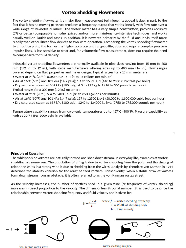 Vortex Shedding Meter | PDF | Flow Measurement | Vortices