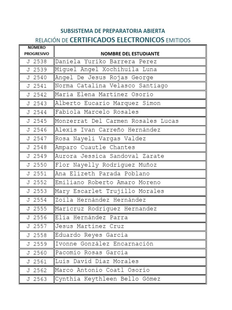 Certificados Electronicos Prepa Abierta Parte 14 2023 2024 | PDF