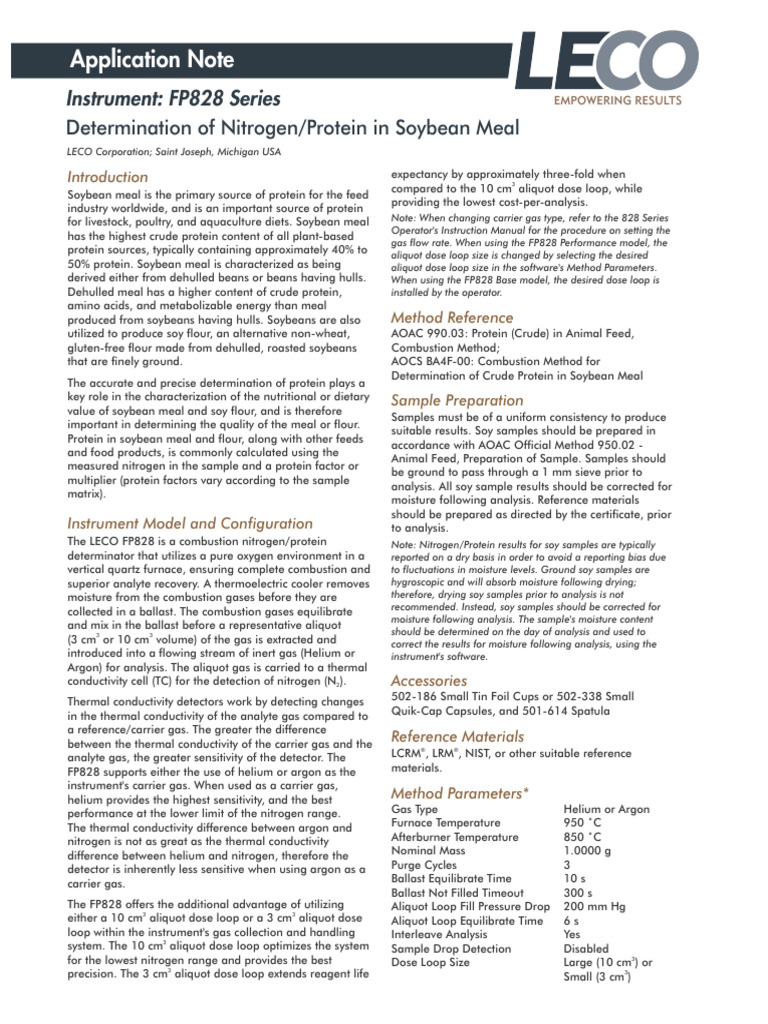 FP828 Nitrogen-Protein Soybean Meal 203-821-636 | PDF | Soybean | Flour
