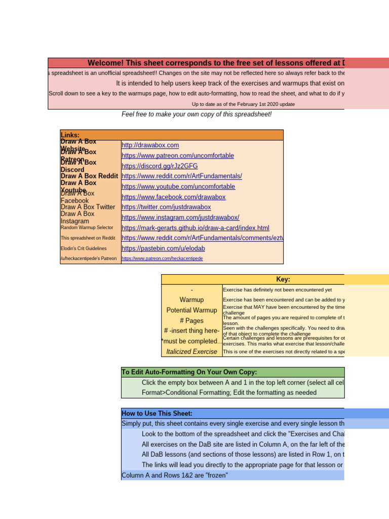 Draw A Box Lesson & Challenges Guide | PDF | Spreadsheet