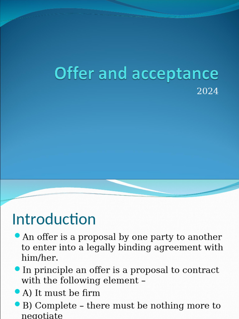 Offer and Acceptance | PDF | Offer And Acceptance | Auction