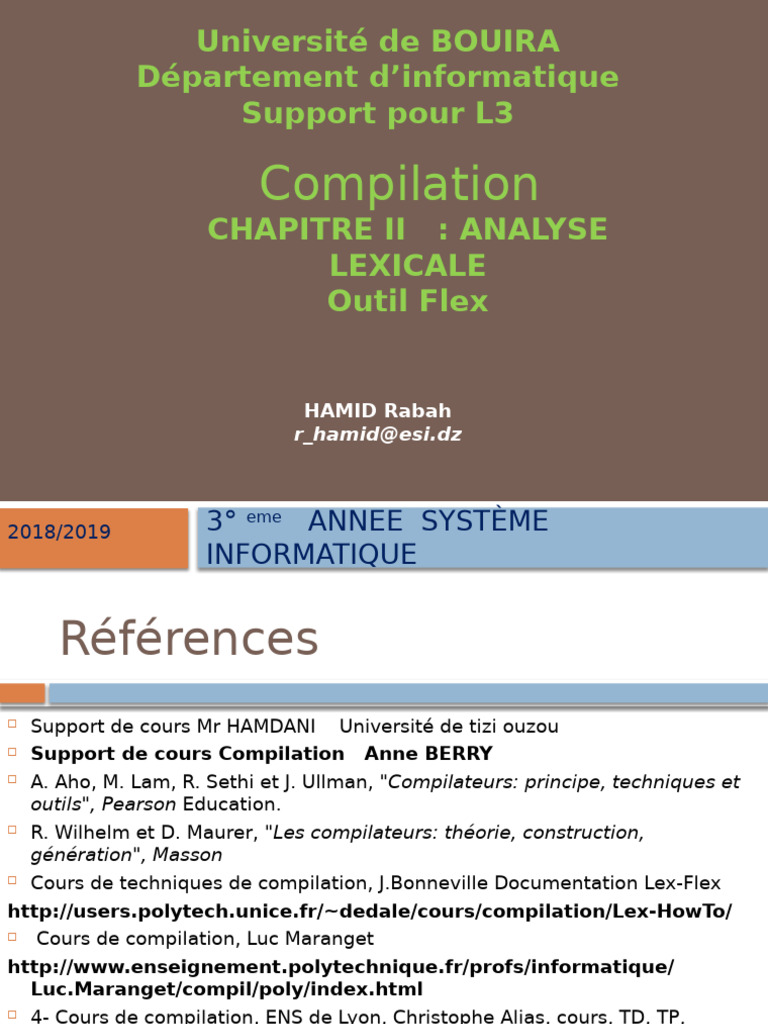 Analyse Lecicale Flex 1 2 | PDF | Analyse syntaxique | Compilateur
