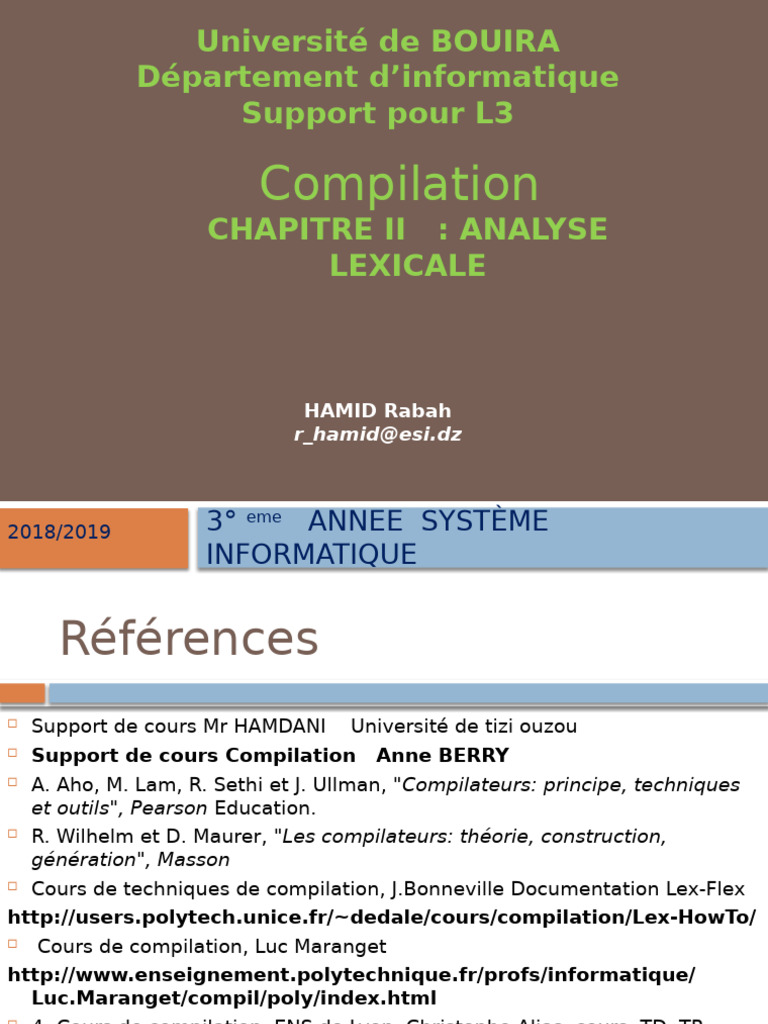 Analyse lexicale en compilation | PDF | Analyse syntaxique | Génie logiciel
