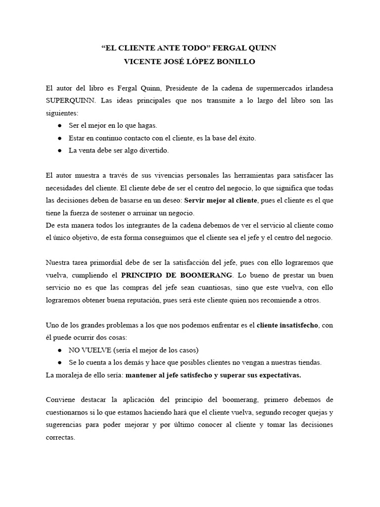Claves del Cliente en Superquinn | PDF | Cliente