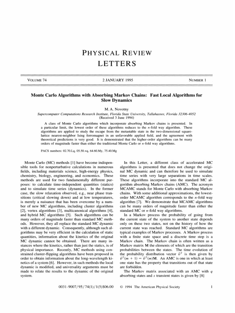 Monte Carlo Algorithms With Absorbing Markov Chains Fast Local Algorithms For Slow Dynamics