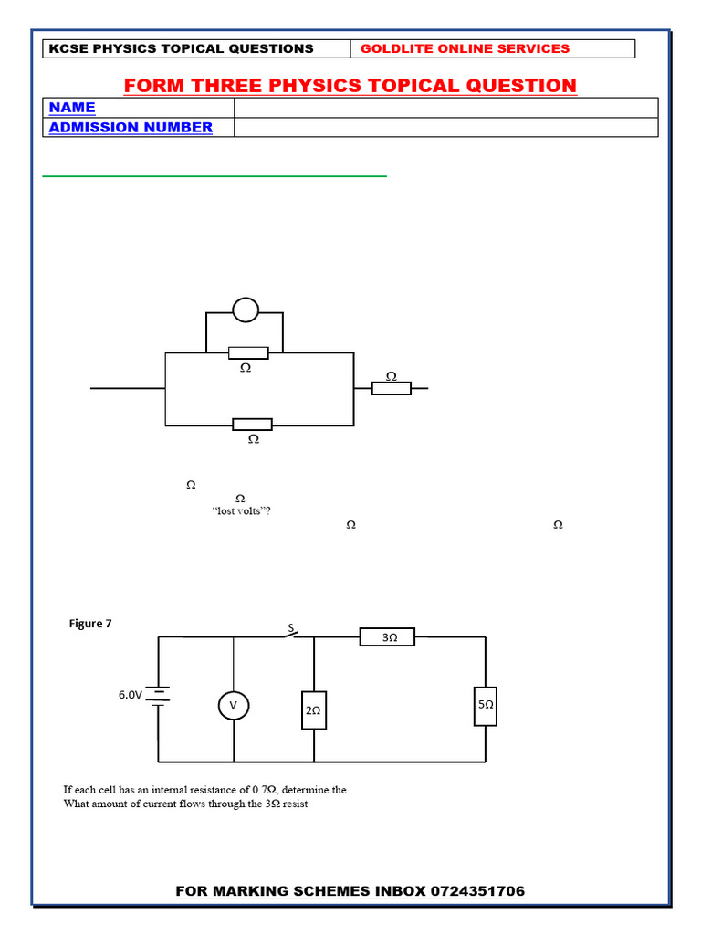 P.form Three Physics Topical Question PDF | PDF | Capacitor | Gases