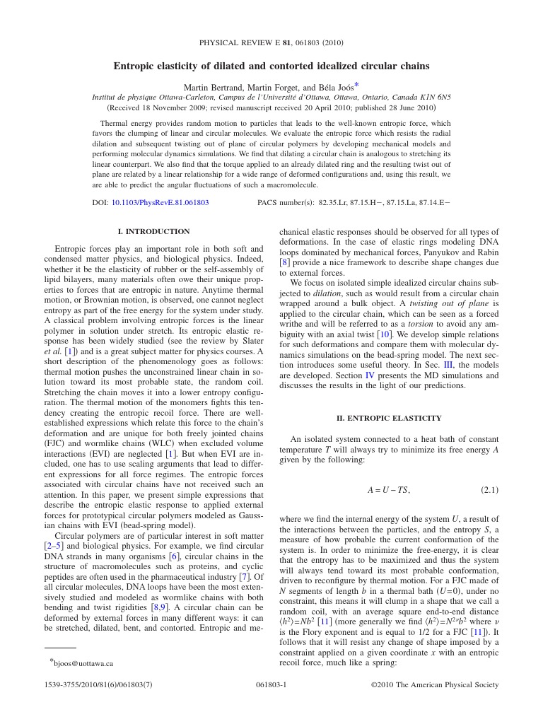 Entropic Elasticity of Dilated and Contorted Idealized Circular Chains ...