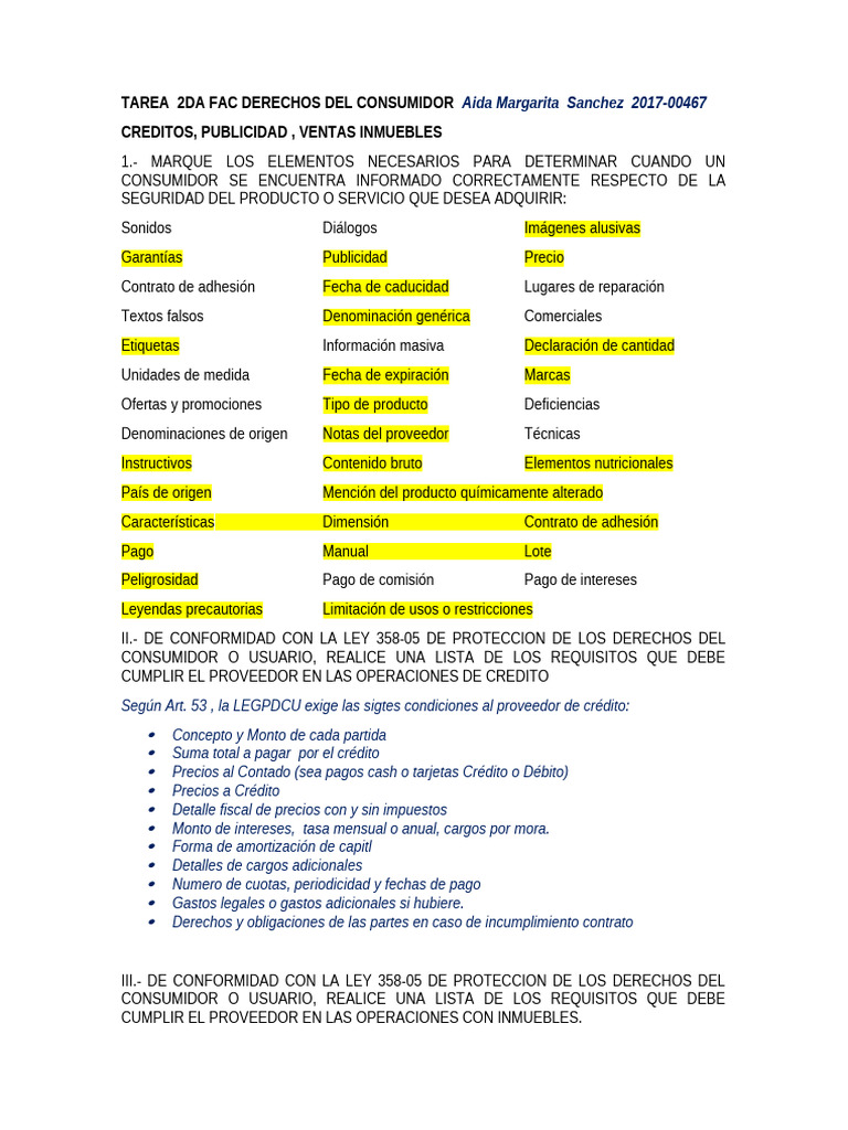 2do Cuest DER CONSUMIDOR Aida Margarita Sanchez | PDF | Publicidad | Los consumidores