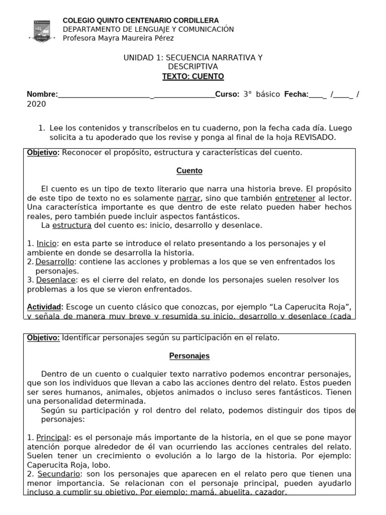 3-Basico-Lenguaje-Guia-2-Mayra-M (1) | PDF | Cuentos
