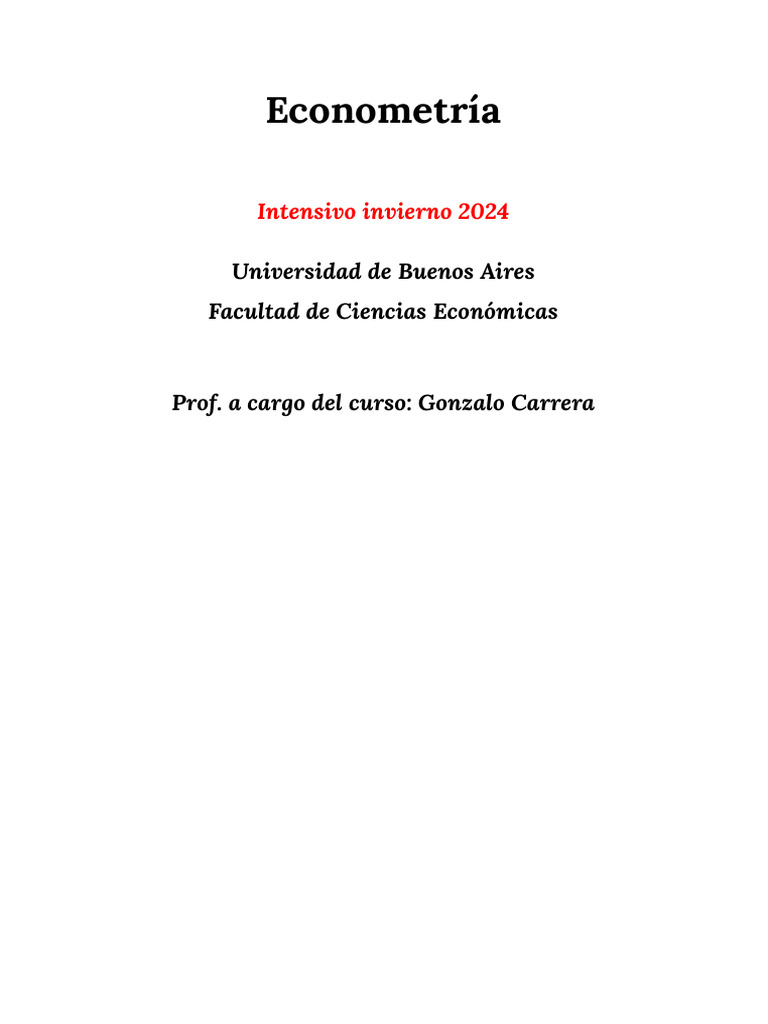 Resumen Econometria Intensivo | PDF | Mínimos cuadrados ordinarios | Regresión lineal
