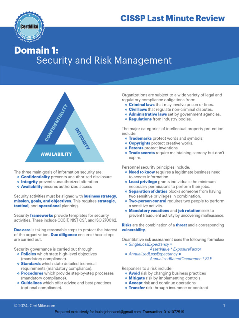 CISSP LMRG 2024 | PDF | Key (Cryptography) | Computer Network