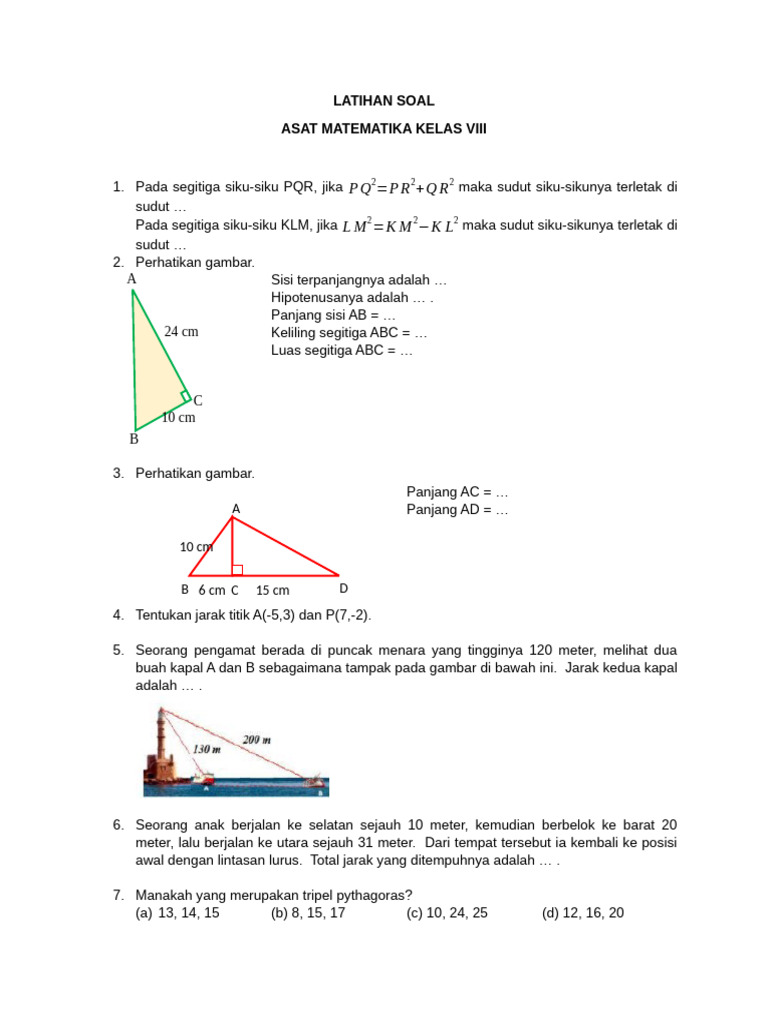 LATIHAN SOAL ASAT MATEMATIKA 8 | PDF
