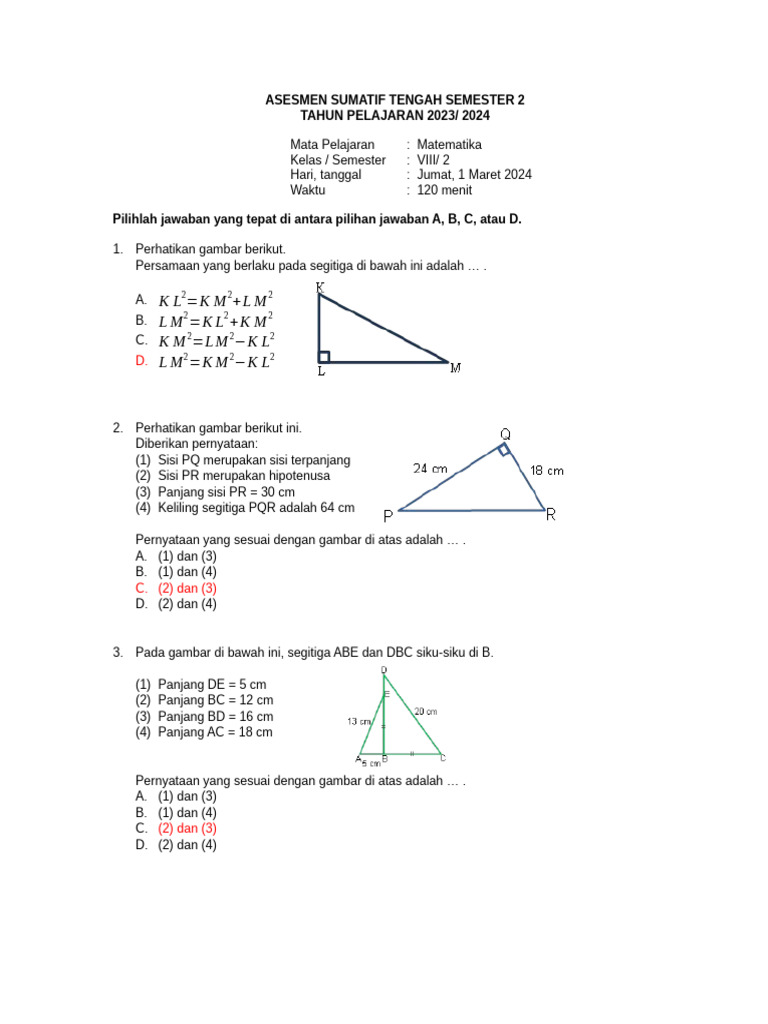 Soal Asts 2 Matematika 8 | PDF