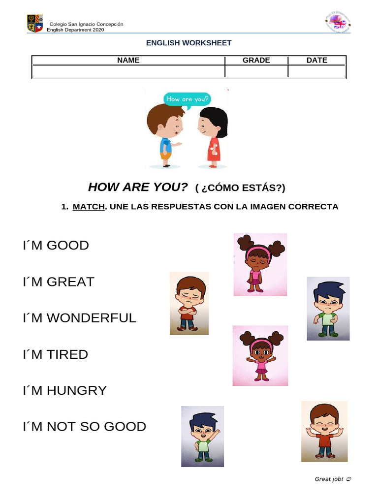 worksheet HOW ARE YOU 1 (2) | PDF