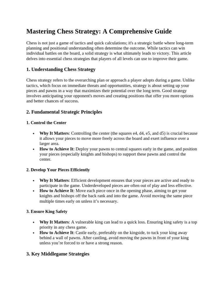 Mastering Chess Strategy | PDF | Chess Strategy | Traditional Games