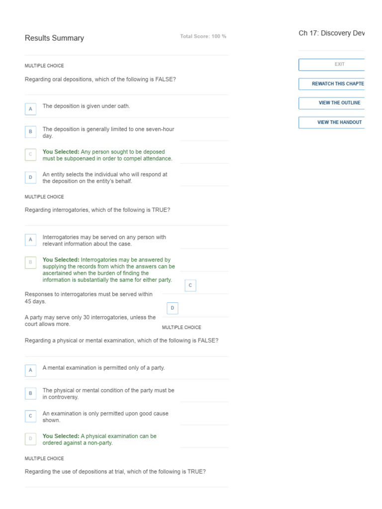 Assessment Discovery Devices | PDF | Deposition (Law) | Discovery (Law)