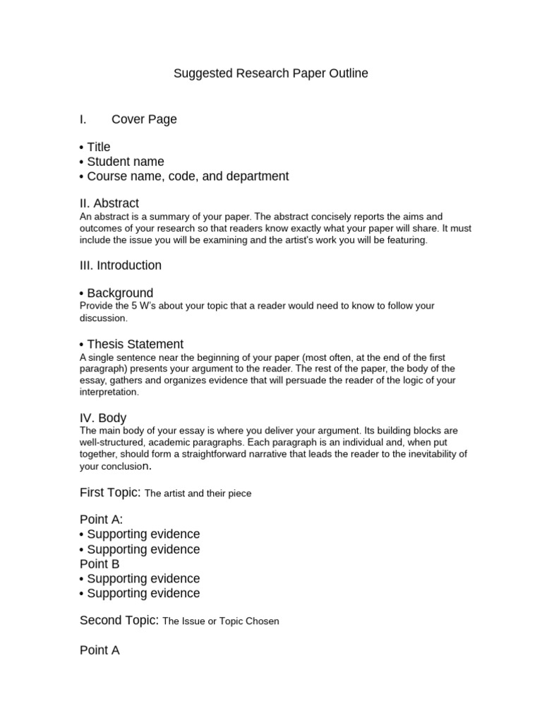 Suggested Research Paper Outline | PDF | General Fiction