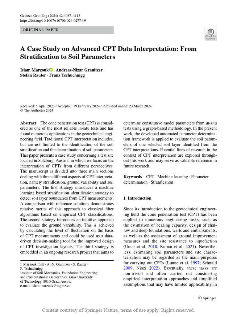 A Case Study On Advanced CPT Data Interpretation F | PDF | Geotechnical Engineering