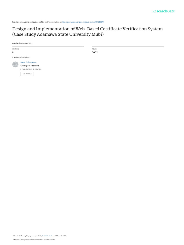 Design and Implementation of Web-Based Certificate Verification System ... Design and Implementation of Web-Based Certificate Verification System ...