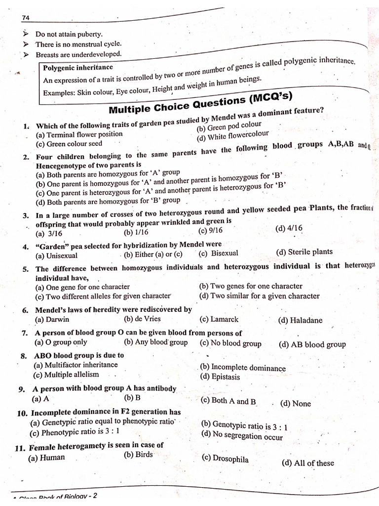 MCQ - Principles of Inheritance | PDF