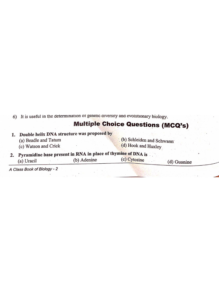 MCQ - Molecular Basis of Inheritance | PDF MCQ - Molecular Basis of Inheritance | PDF