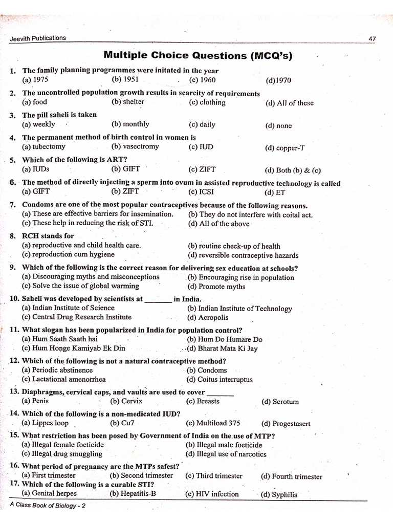MCQ R Reproductive Health | PDF