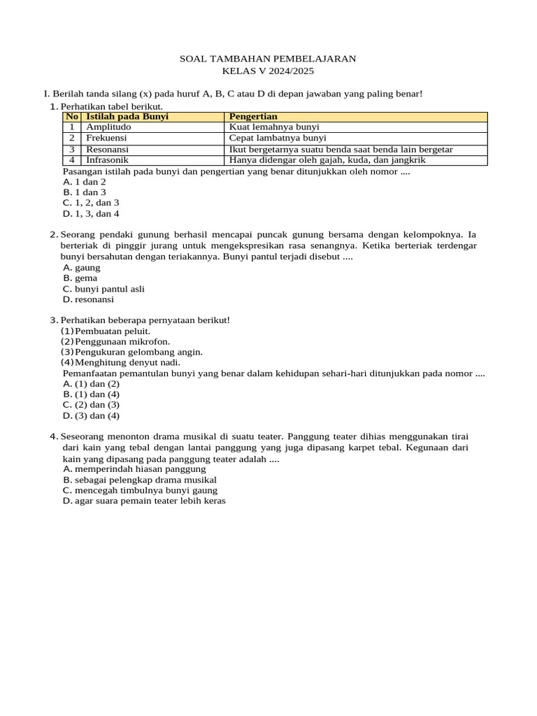 Soal Les Kelas 5 06 Agustus 2024 | PDF | Ilmu Sosial | Seni