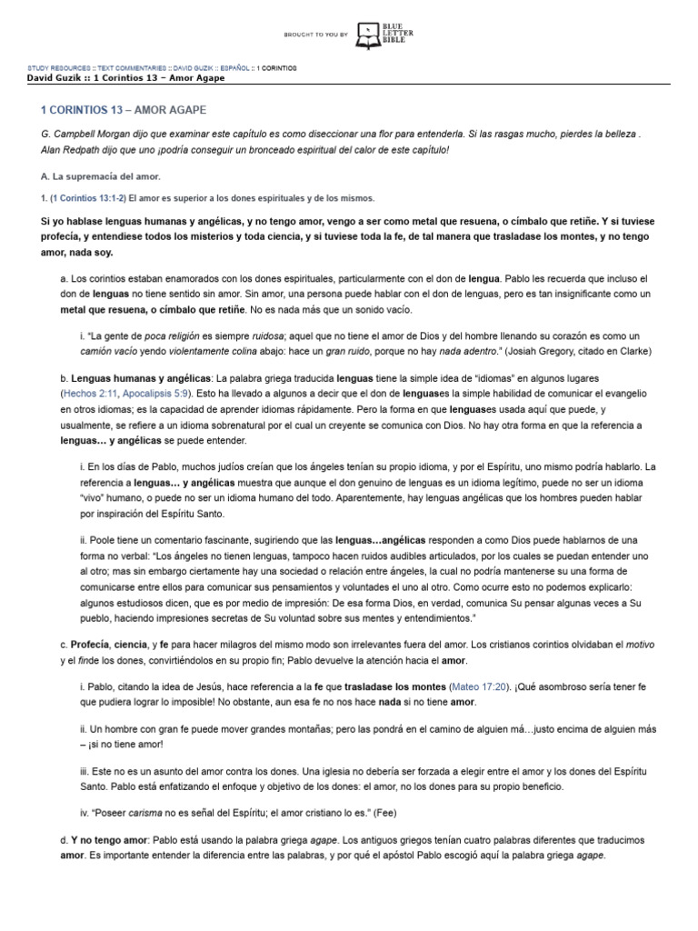1 Corintios 13 - Amor Agape - Celestial | PDF | Amor | Pablo el apóstol