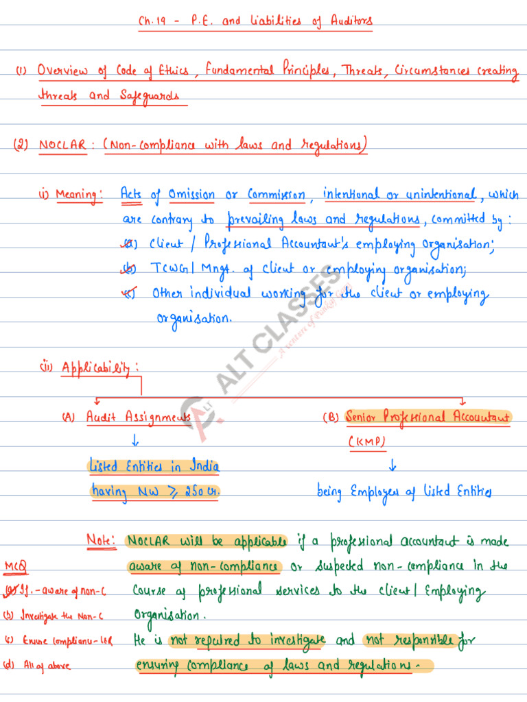 Lecture 2 - PE & Liabilities of Auditors (NOCLAR, Membership and COP) | PDF