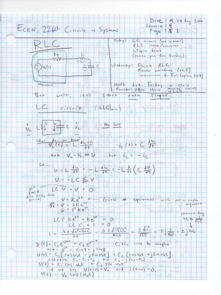 ECEN2260 Lecture04 Notes LC and RLC Intro | PDF