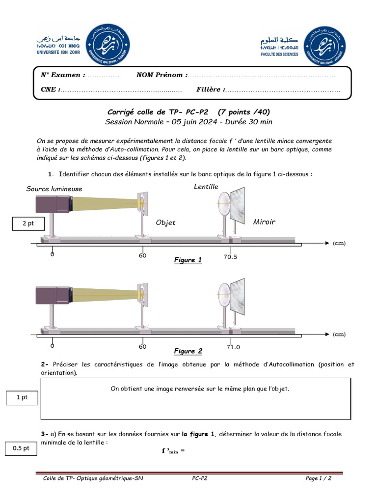Corrigé TP Optique Géométrique | PDF | Radiation électromagnétique ...