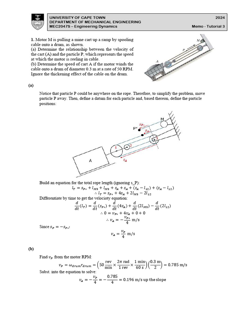 Tutorial 3 memo | PDF | Classical Mechanics | Acceleration
