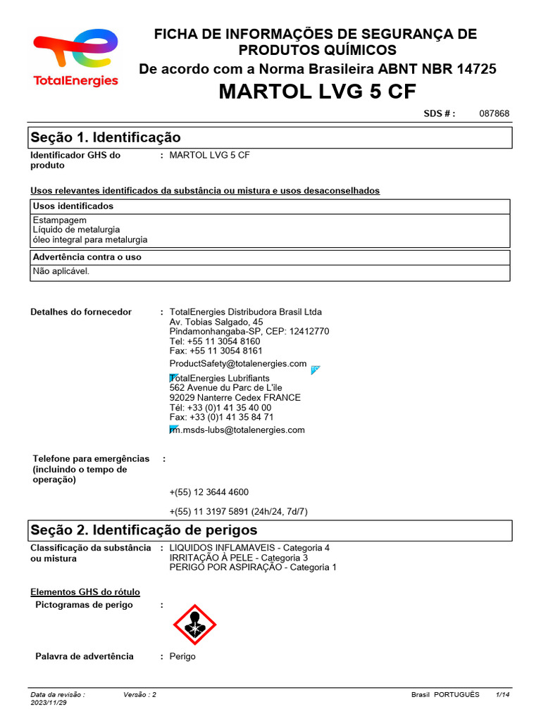 MARTOL LVG 5 CF - 087868 - Portuguese - 20231129 | PDF | Reações ...