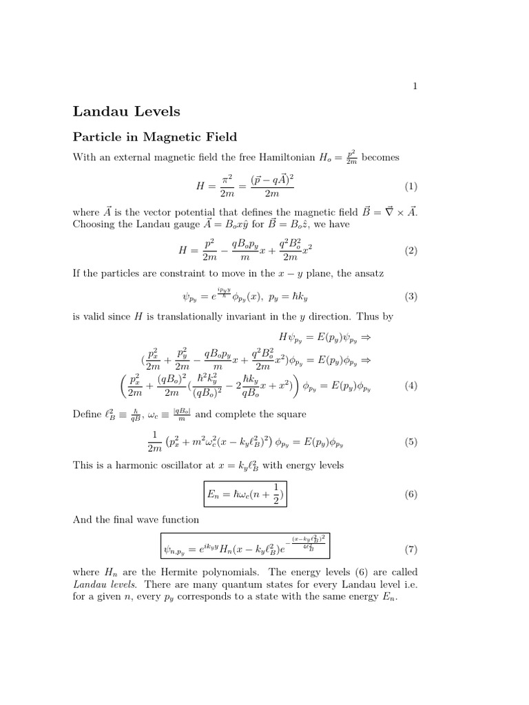 Landau Levels | PDF | Materials Science | Applied Mathematics