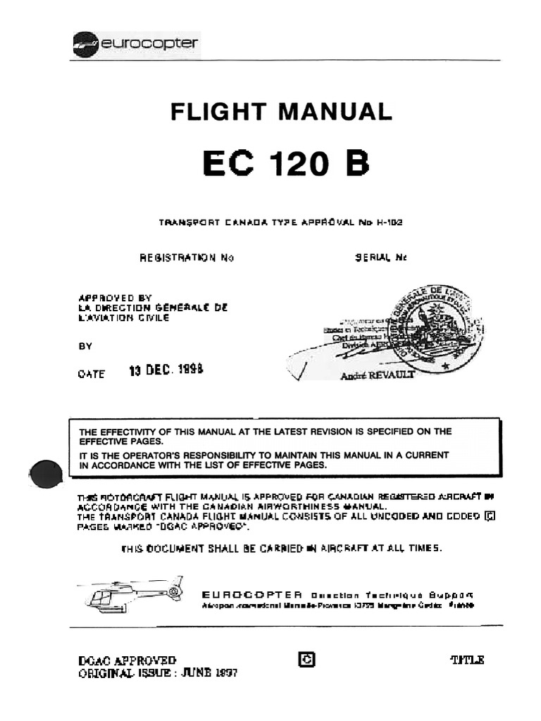 Eurocopter EC 120 B Helicopter Flight Manual | PDF | Aeronautics | Aviation
