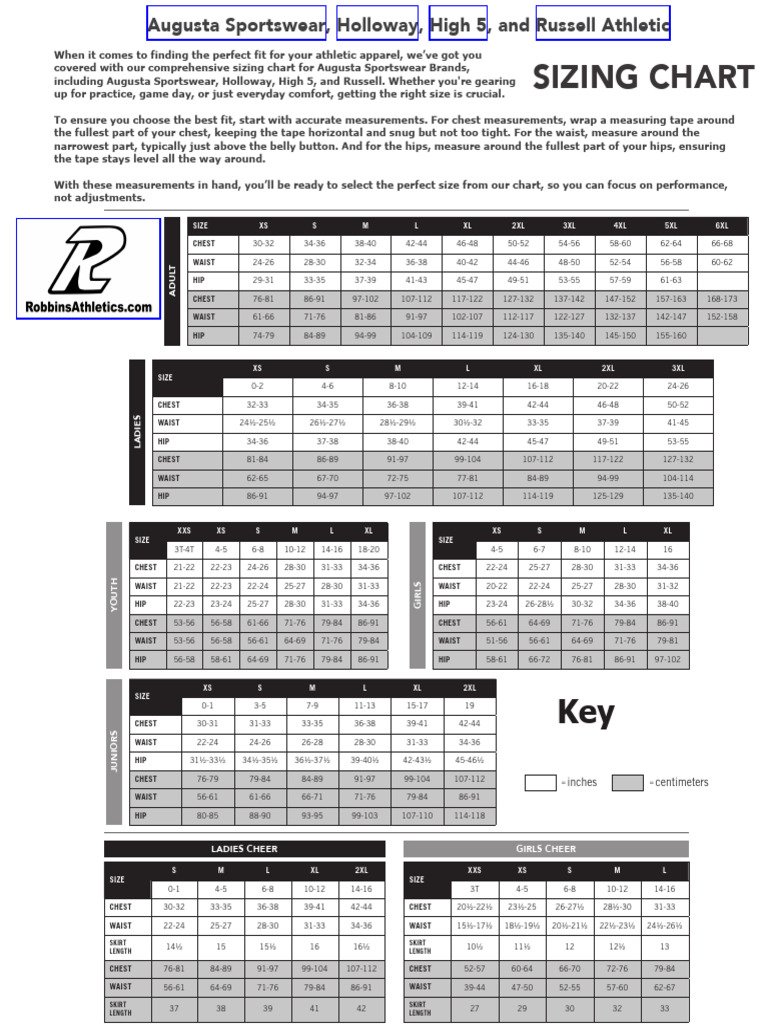 Augusta Sportswear Brands Sizing Chart | PDF | Waist | Clothing