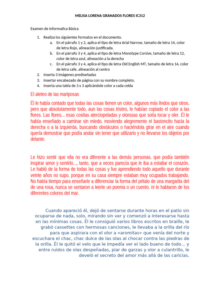 Examen de Informatica Básica 1era Parte Melisa Granados | PDF Examen de Informatica Básica 1era Parte Melisa Granados | PDF