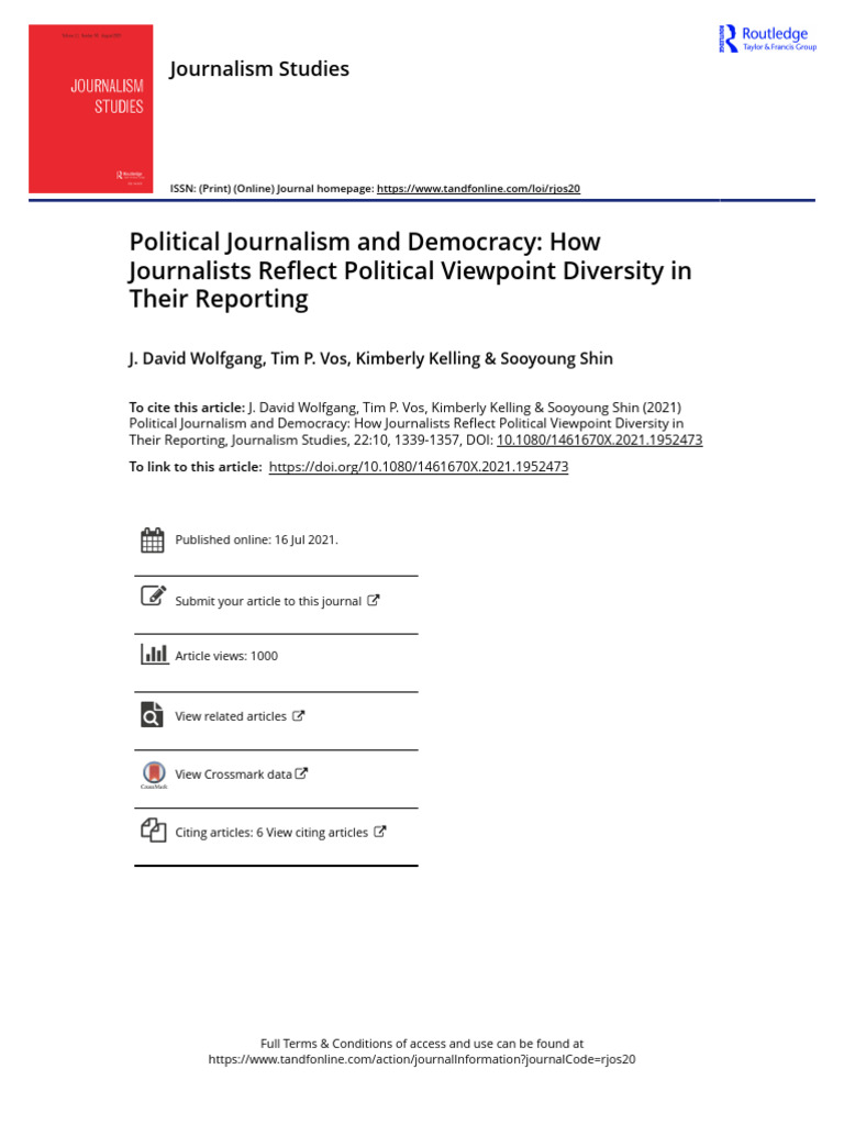 Political Journalism's Viewpoint Diversity | PDF | Survey Methodology ...