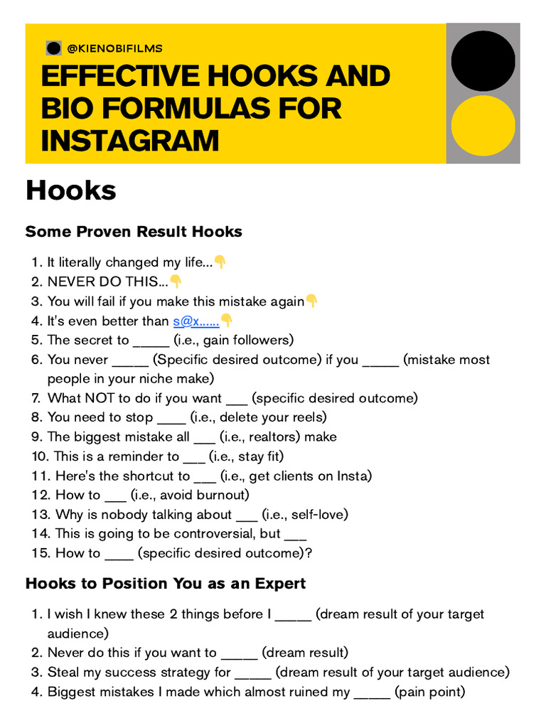 Effective Hooks and Bio Formulas | PDF