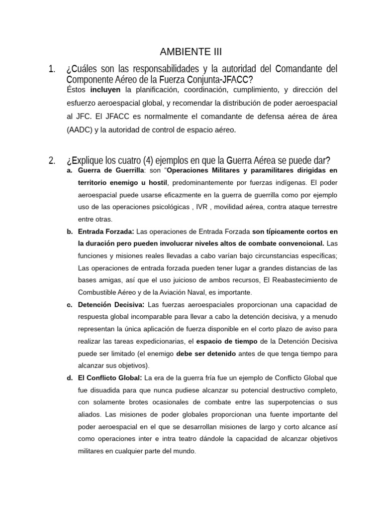 Responsabilidades del JFACC en Guerra Aérea | PDF | Planificación | Guerra