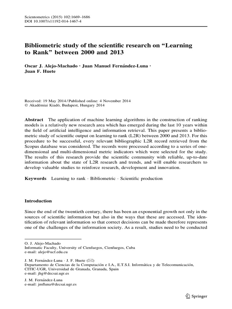 Scientometrics | PDF | Statistical Classification | Cognition