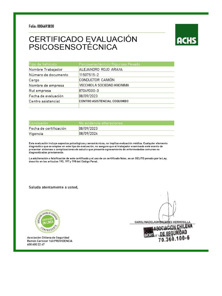 Psicosensometrico Riguroso Alejandro Rojo | PDF