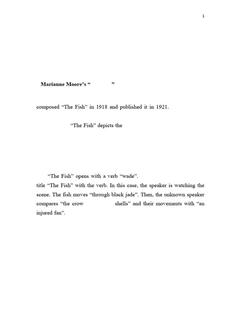 Analysis of Moore's "The Fish" | PDF | Poetry
