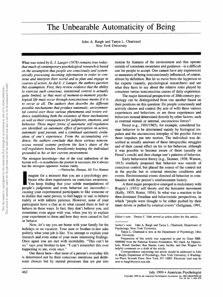 09 Bargh Chartrand 1999 | PDF | Self-Management | Self Control