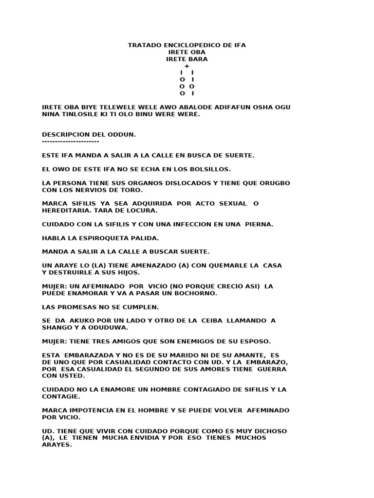 Irete Obara: Suerte y Enfermedades | PDF