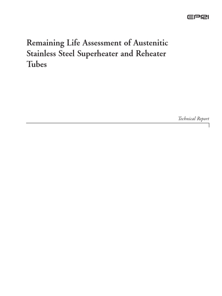 Remaining Life Assessment of Austenitic Stainless Steel Superheater and ...