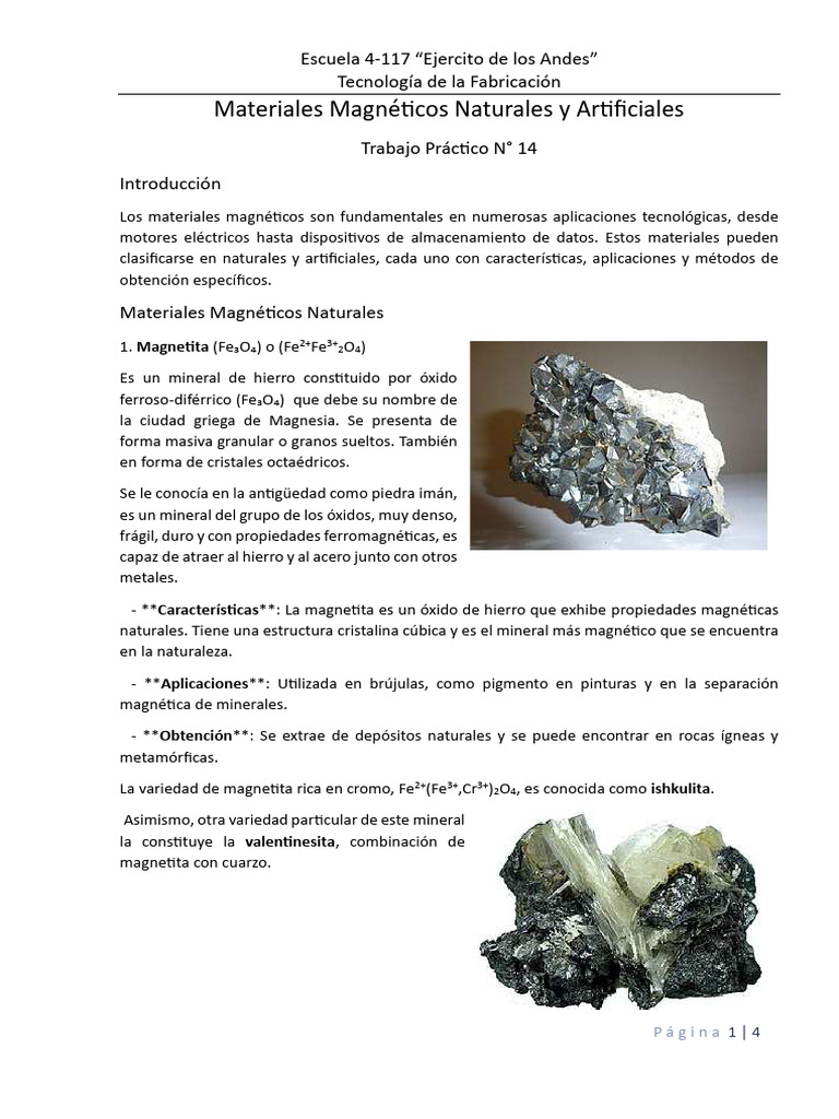 Tp14 Tec de La Fabricacion - Materiales Magneticos | PDF | Hierro | Imán