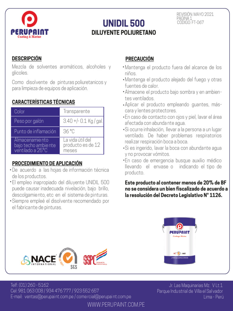 Diluyente Poliuretano UNIDIL 500 | PDF
