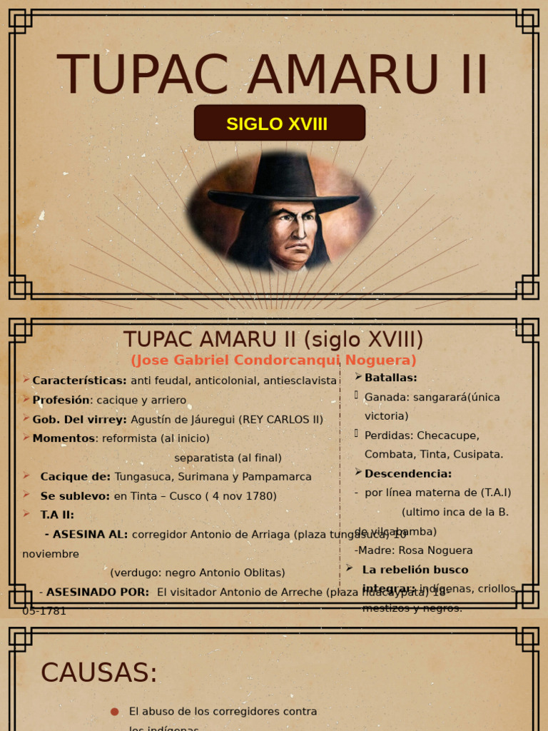 Rebelión de Túpac Amaru II en el siglo XVIII | PDF | Antiguas colonias ...